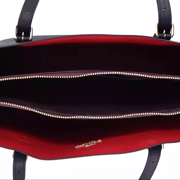 Coach | Bags | Coach Leather Tote Handbag With Red Interior | Poshmark